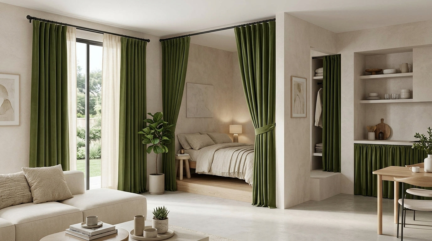 Multi-Use Curtains: The Smartest Way to Style Cabinets, Room Dividers ...