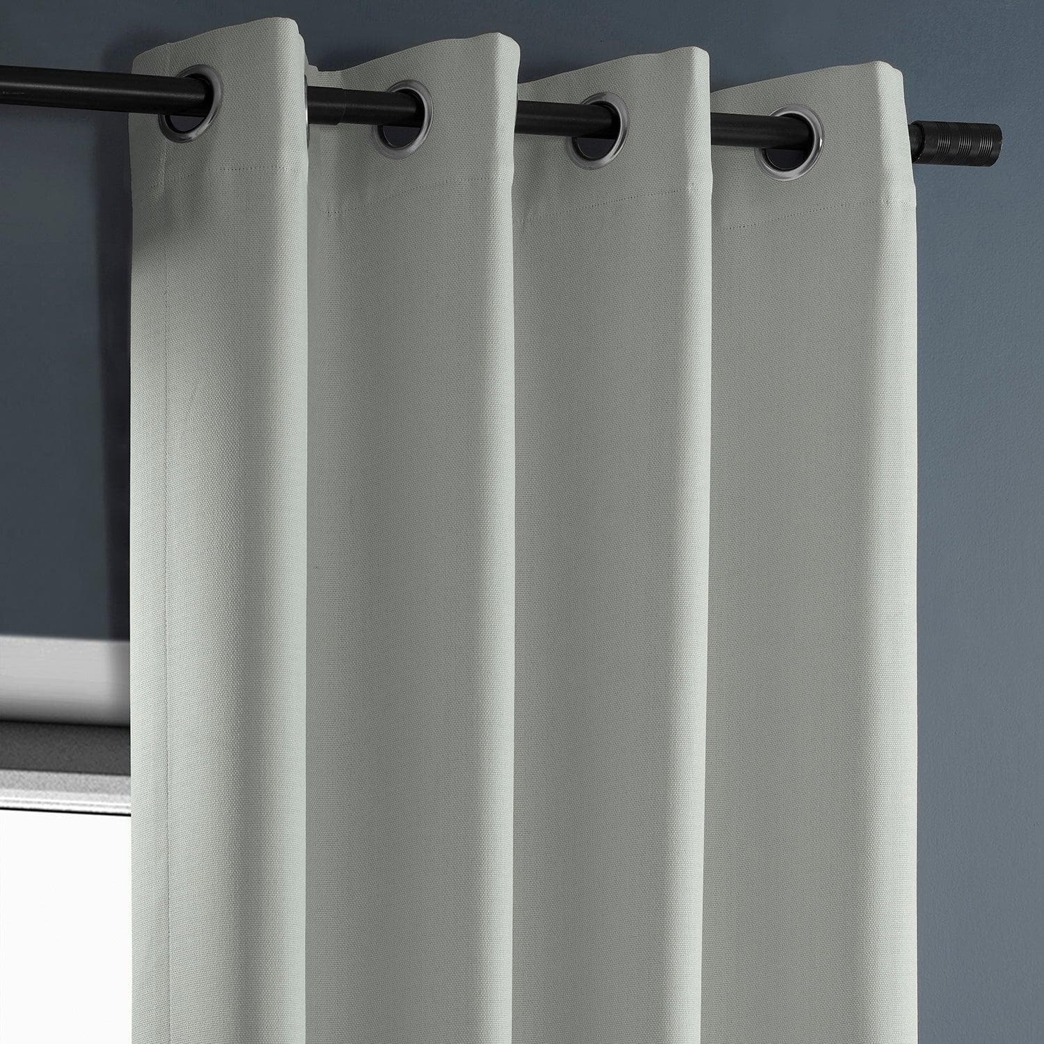 Oyster Grommet Textured Faux Linen Room Darkening Curtain