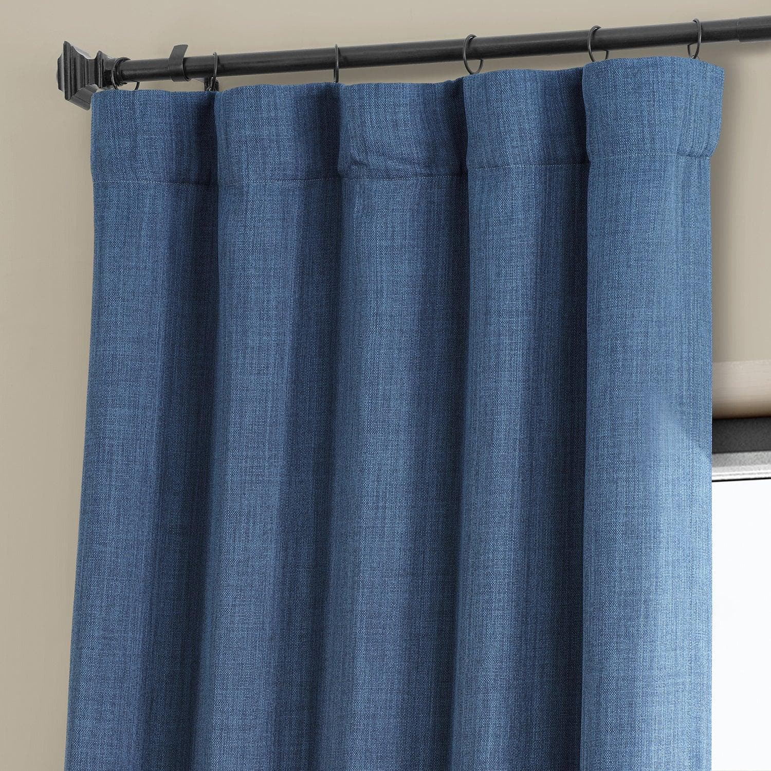 Denim Textured Faux Linen Room Darkening Curtain