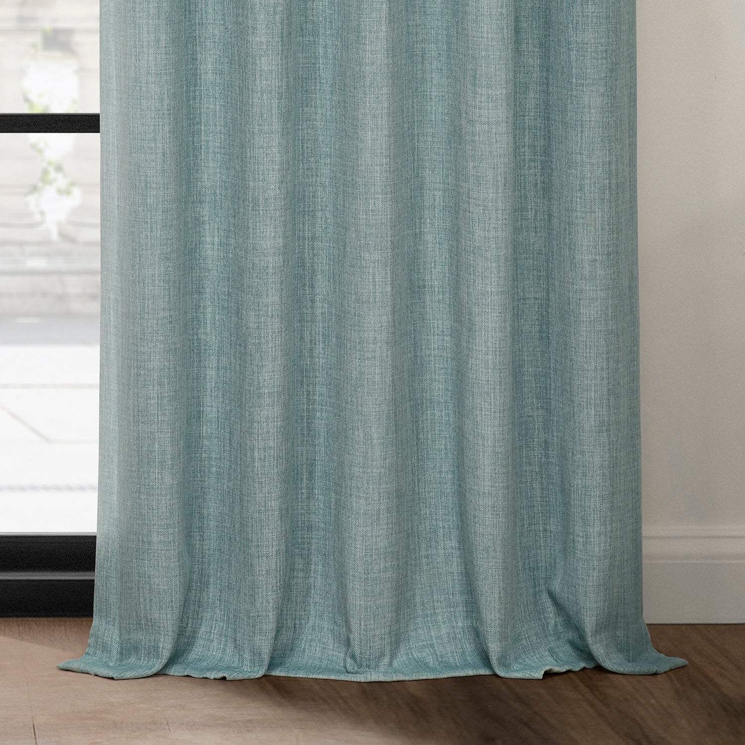 Sea Thistle Textured Faux Linen Room Darkening Curtain ...