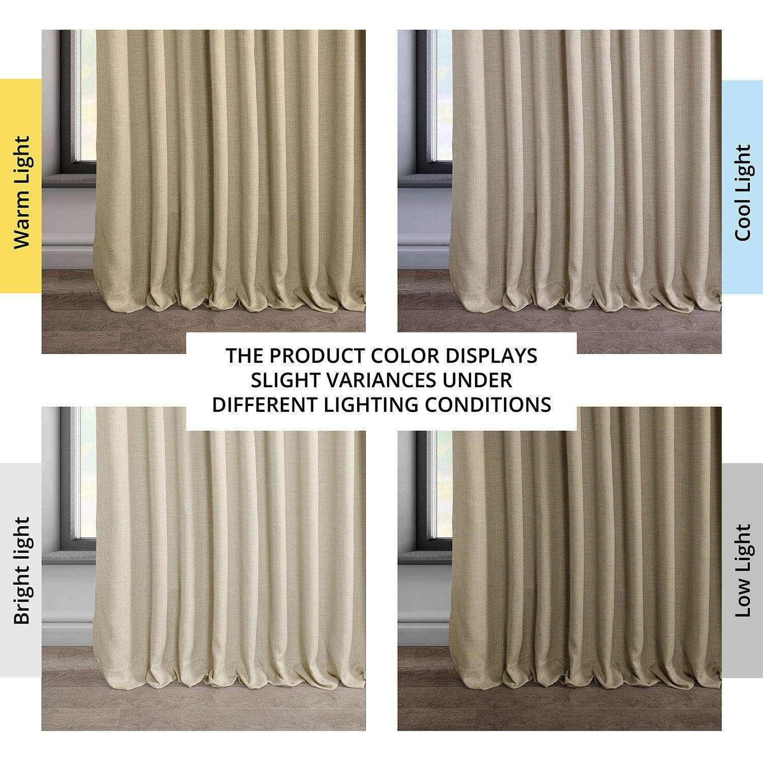 Thatched Tan Extra Wide Textured Faux Linen Room Darkening Curtain