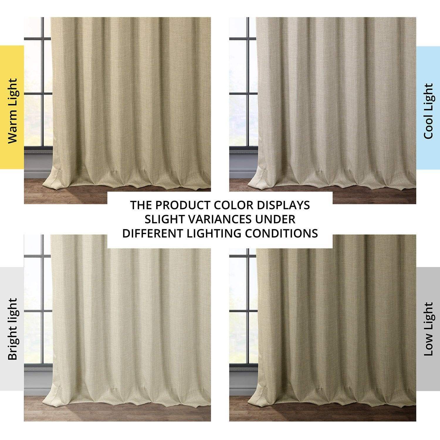 Thatched Tan Textured Faux Linen Room Darkening Curtain