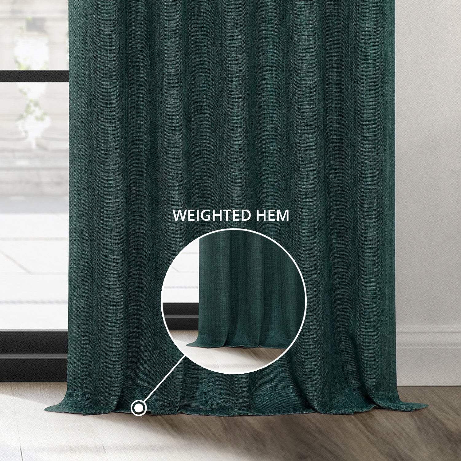 Focal Green Textured Faux Linen Custom Curtain | Half Price Drapes ...