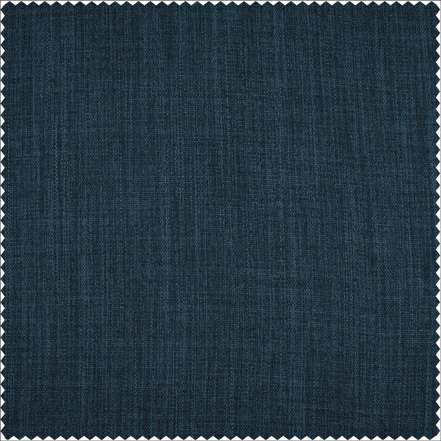 Story Blue Textured Faux Linen Custom Curtain