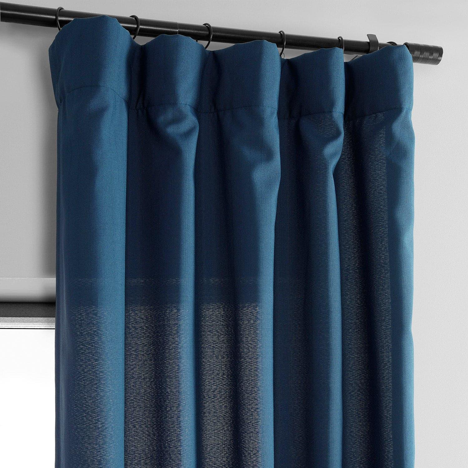Deep Blue Dobby Linen Curtain
