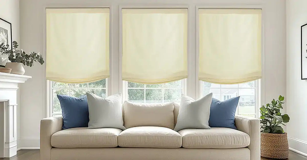 Sepia Tan Italian Faux Linen Roman Shade | Half Price Drapes ...