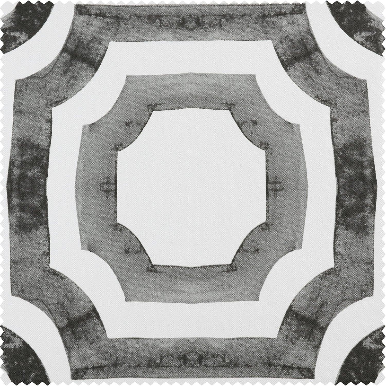 Mecca Steel Geometric Printed Cotton Roman Shade