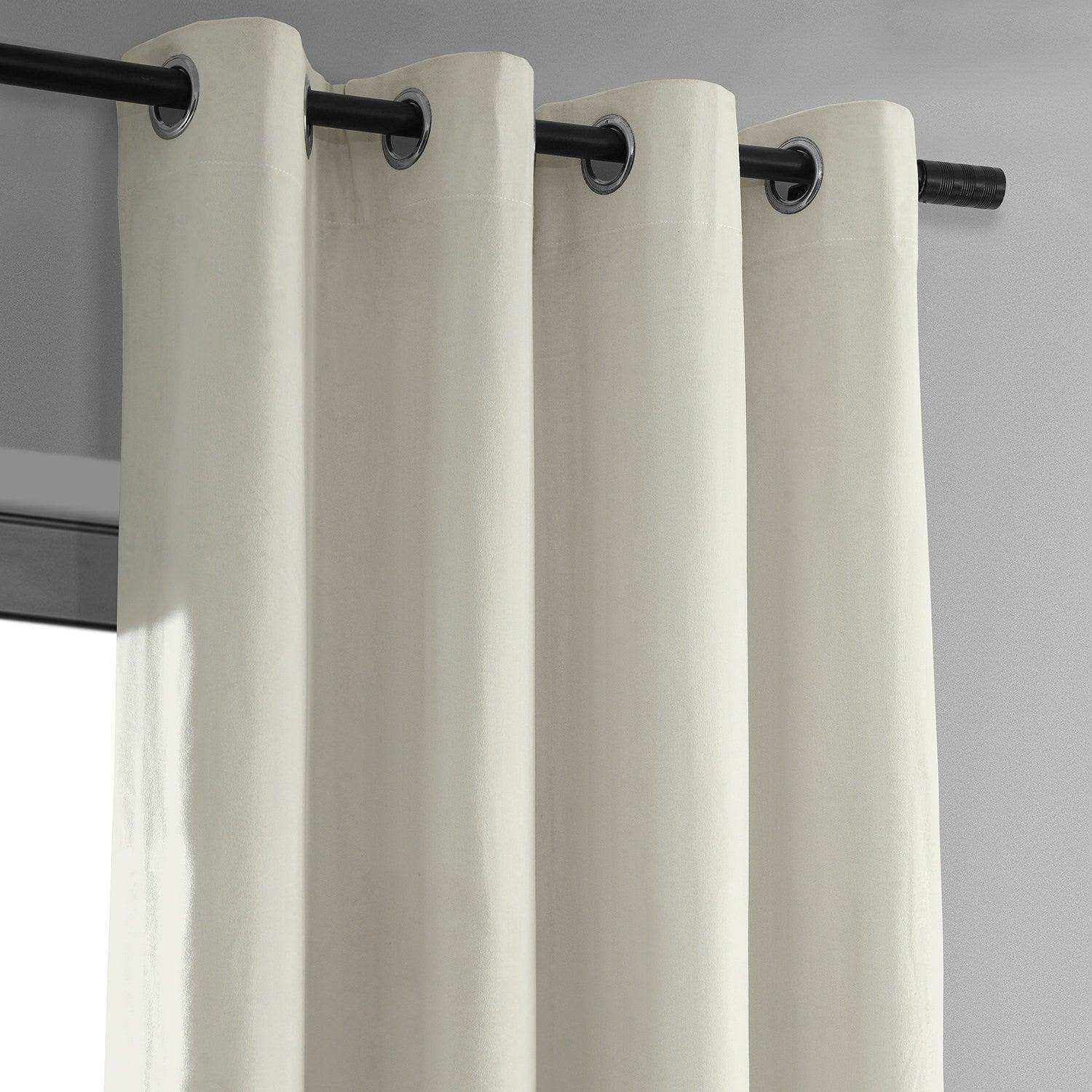 Porcelain White Grommet Signature Velvet Blackout Curtain