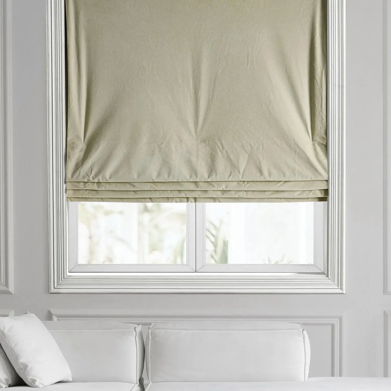 Cool Beige Signature Velvet Roman Shade – HalfPriceDrapes.com