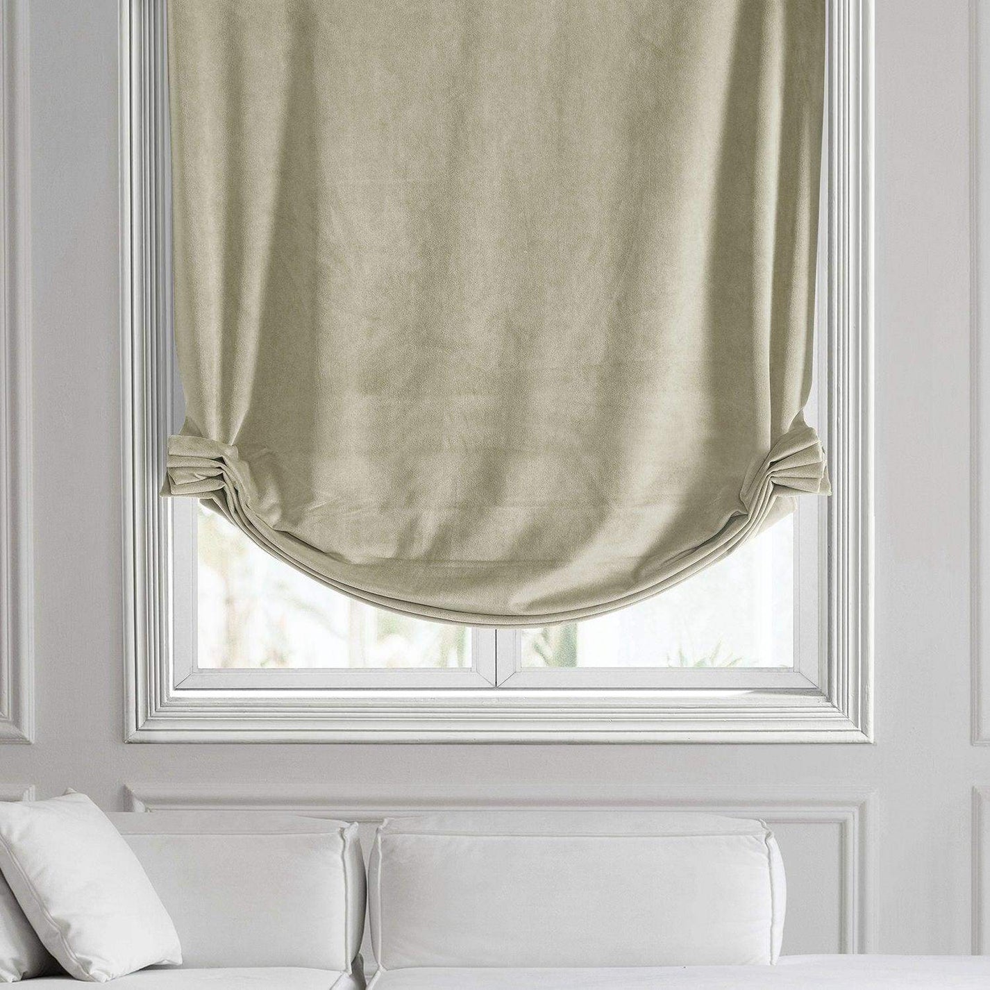 Cool Beige Signature Velvet Roman Shade – HalfPriceDrapes.com