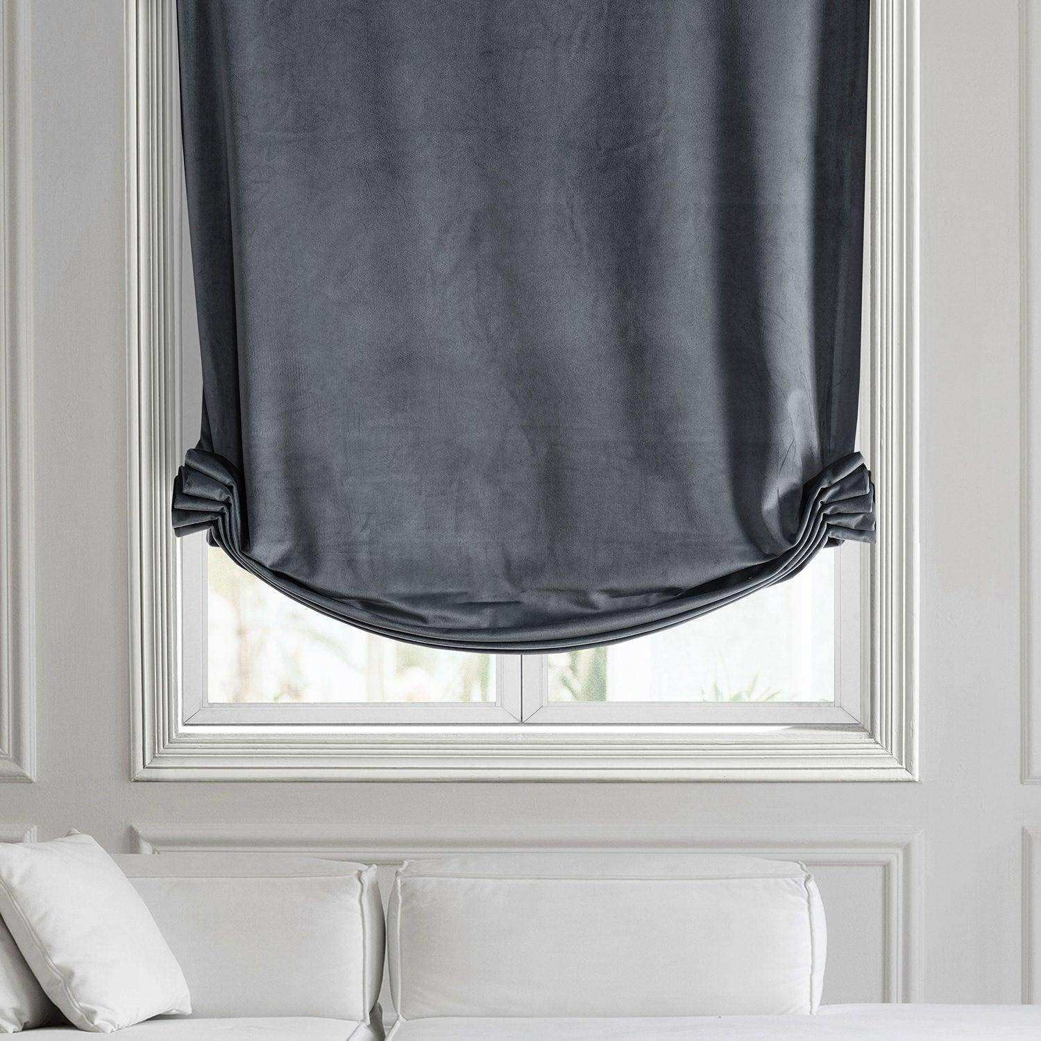 Distance Blue Grey Signature Velvet Roman Shade