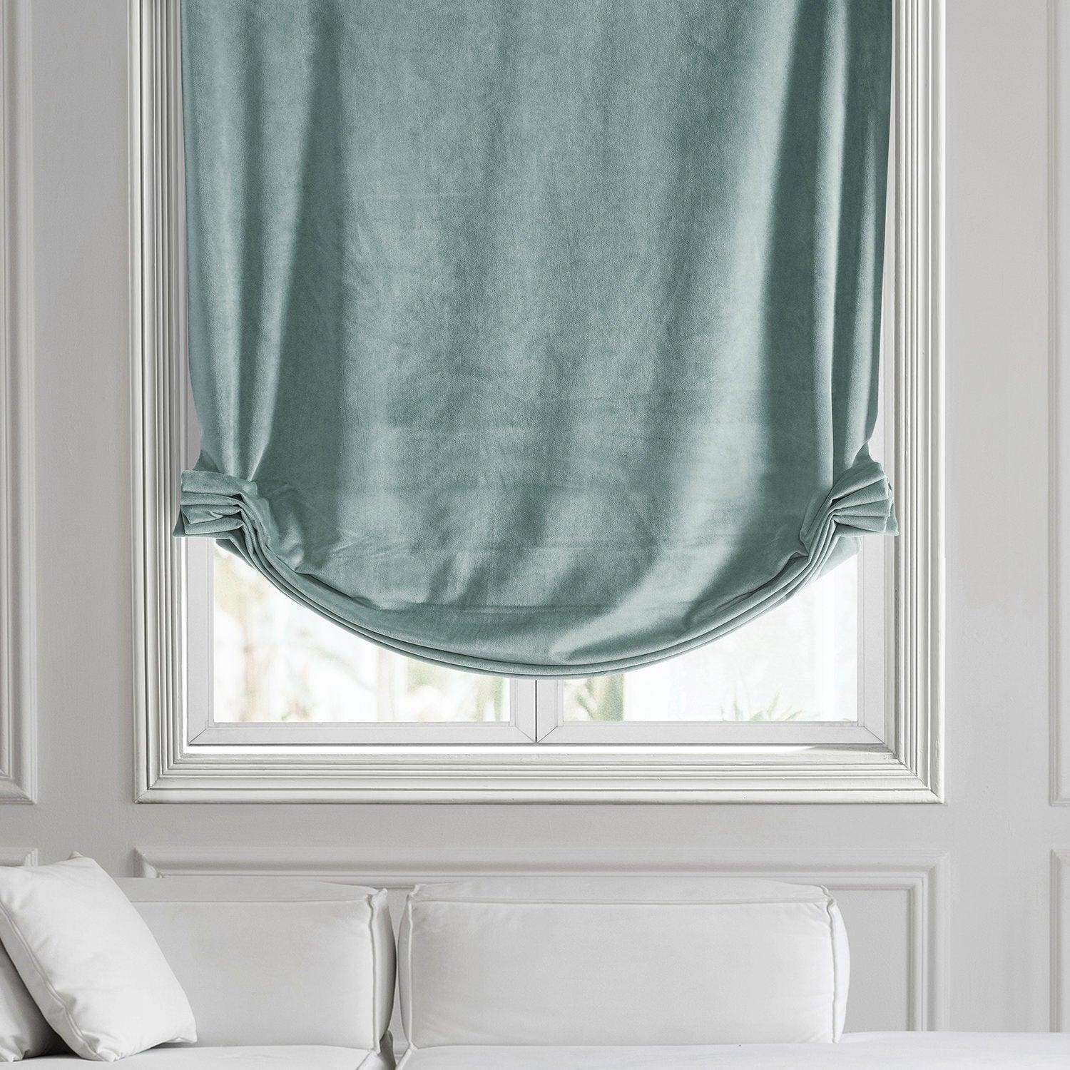 Skylark Blue Signature Velvet Roman Shade – HalfPriceDrapes.com