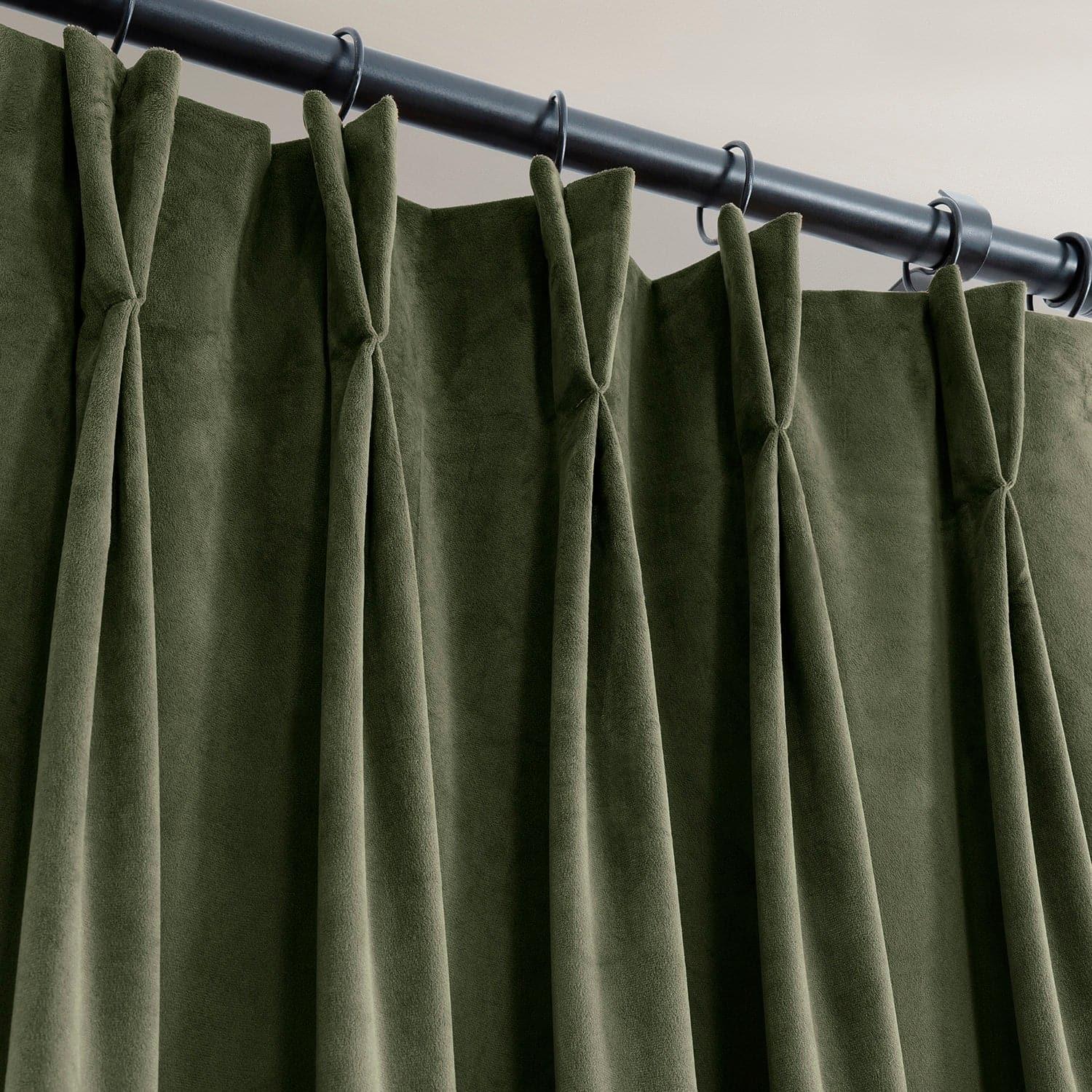Hunter Green French Pleat Signature Velvet Blackout Curtain