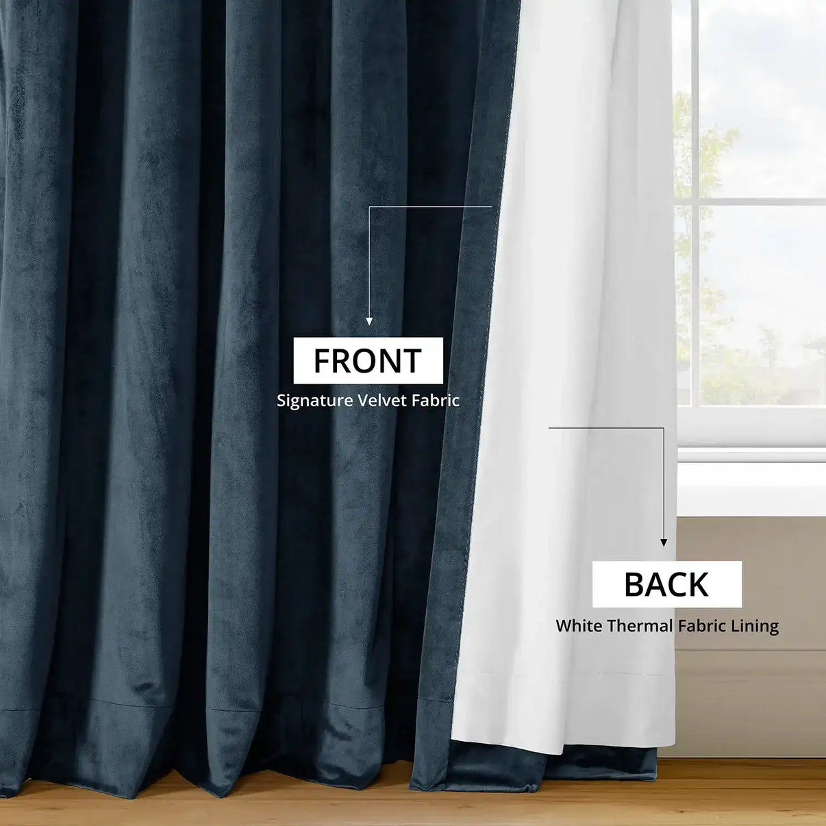 Midnight Blue Signature Velvet Blackout Curtain – HalfPriceDrapes.com