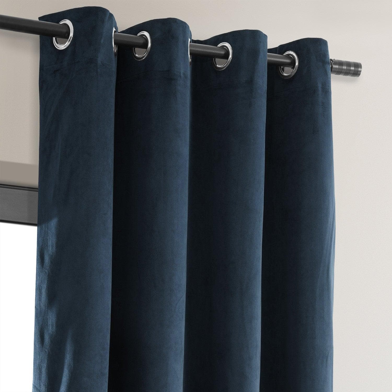 Midnight Blue Grommet Signature Velvet Blackout Curtain