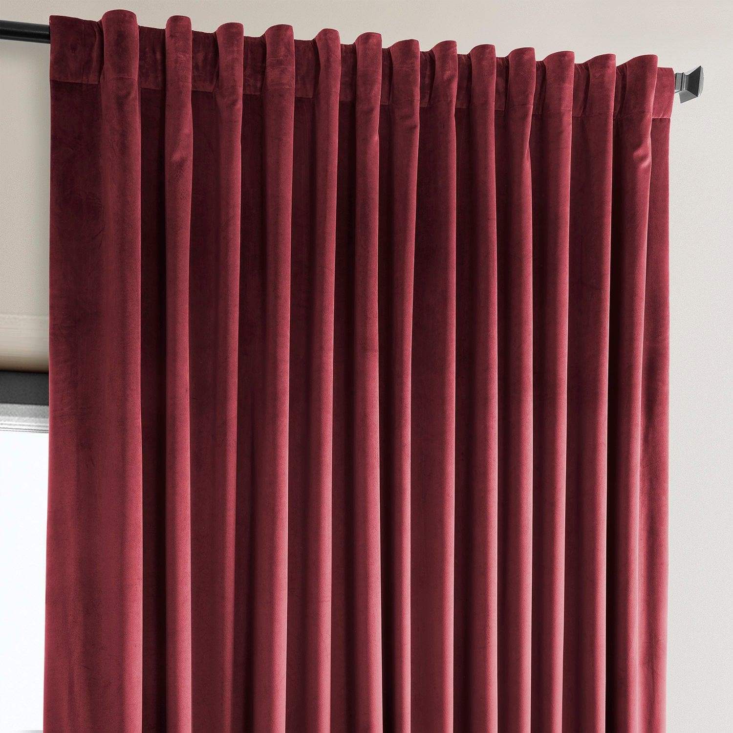 Cinema Red Extra Wide Heritage Plush Velvet Room Darkening Curtain