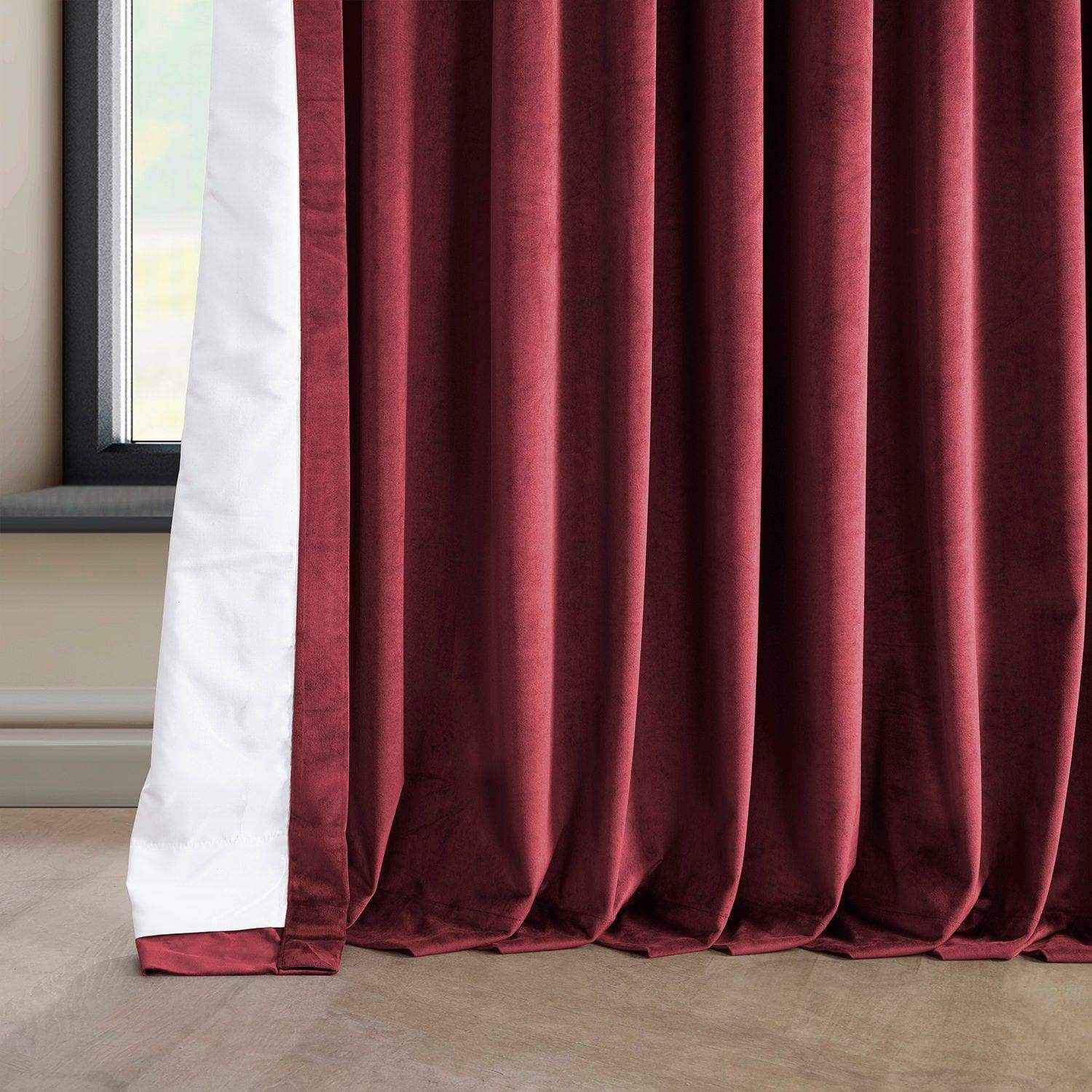 Cinema Red Extra Wide Heritage Plush Velvet Room Darkening Curtain ...