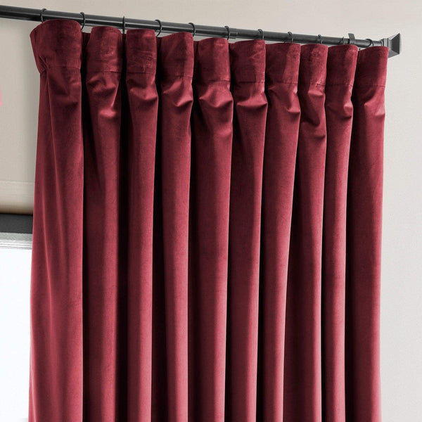 Cinema Red Extra Wide Heritage Plush Velvet Room Darkening Curtain ...