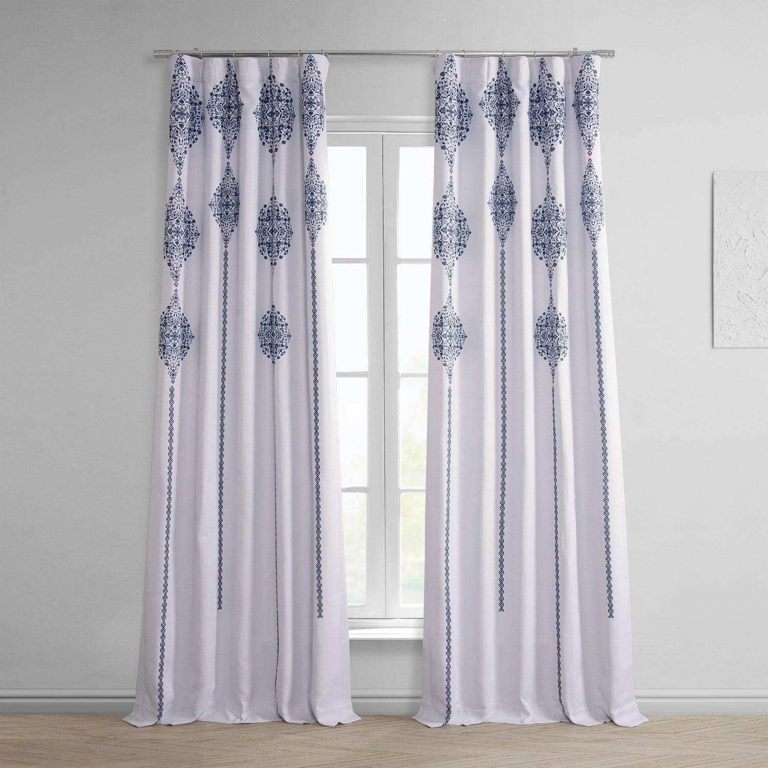 Navy Blue Curtains With White Border