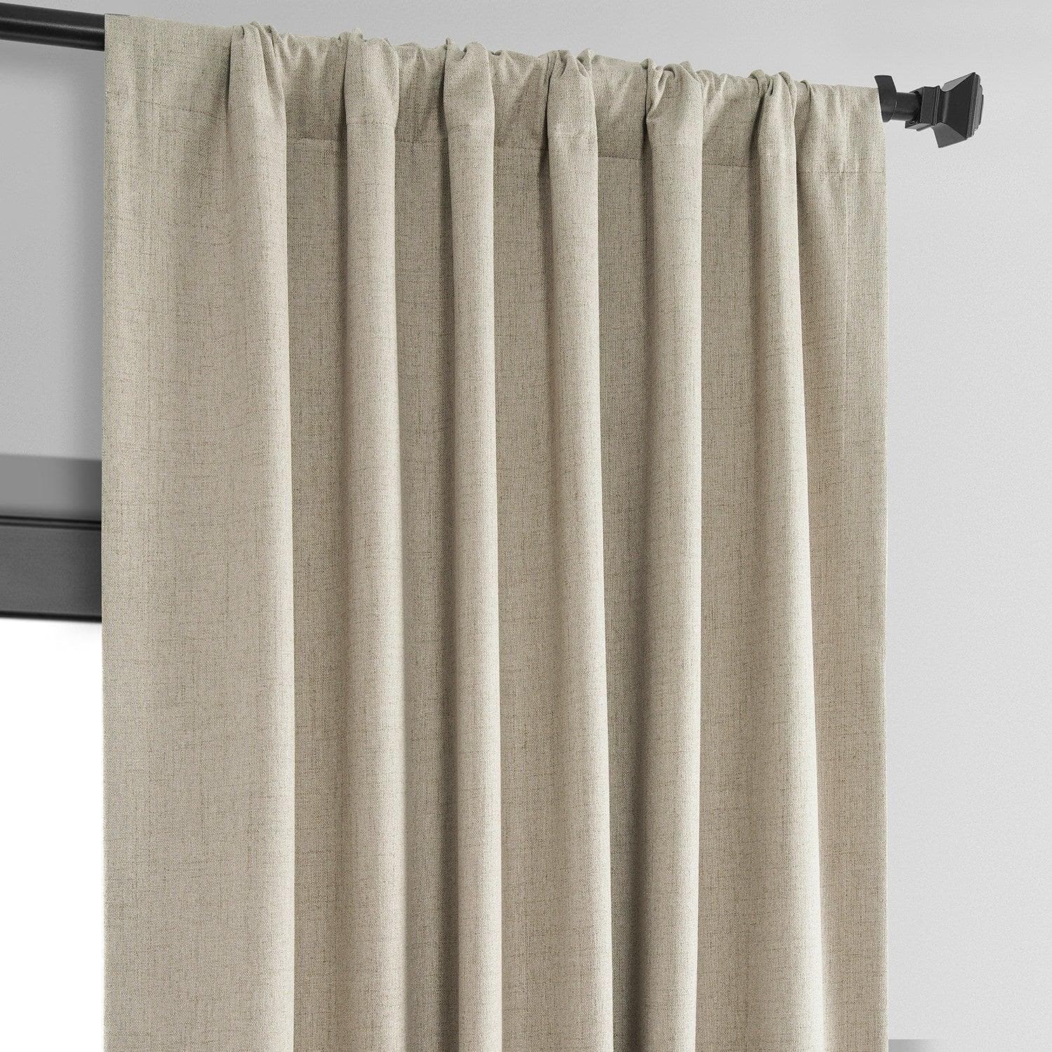 Light Tan Thermal Cross Linen Weave Blackout Curtain