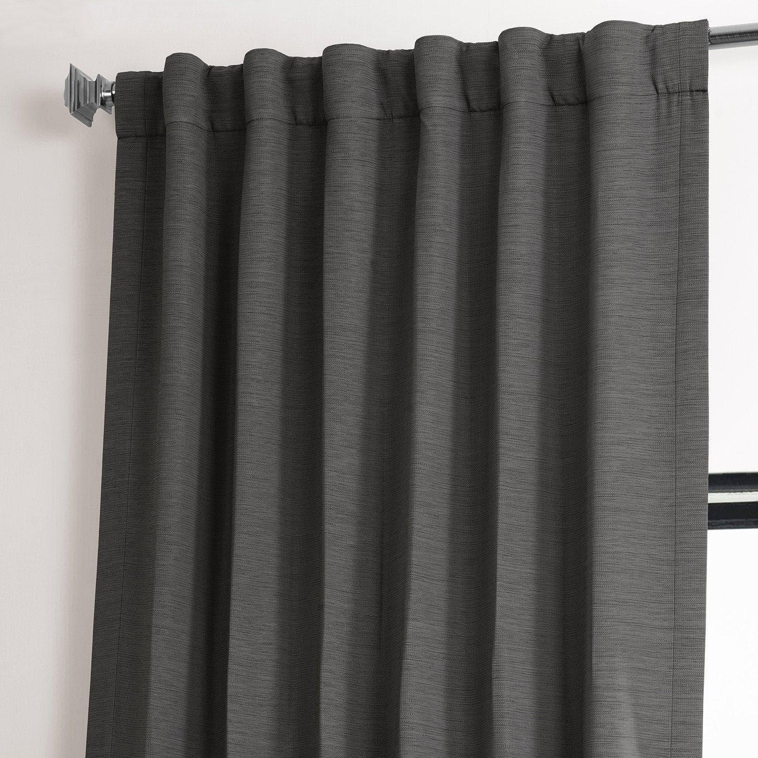 Armour Grey Bellino Textured Faux Linen Room Darkening Curtain ...