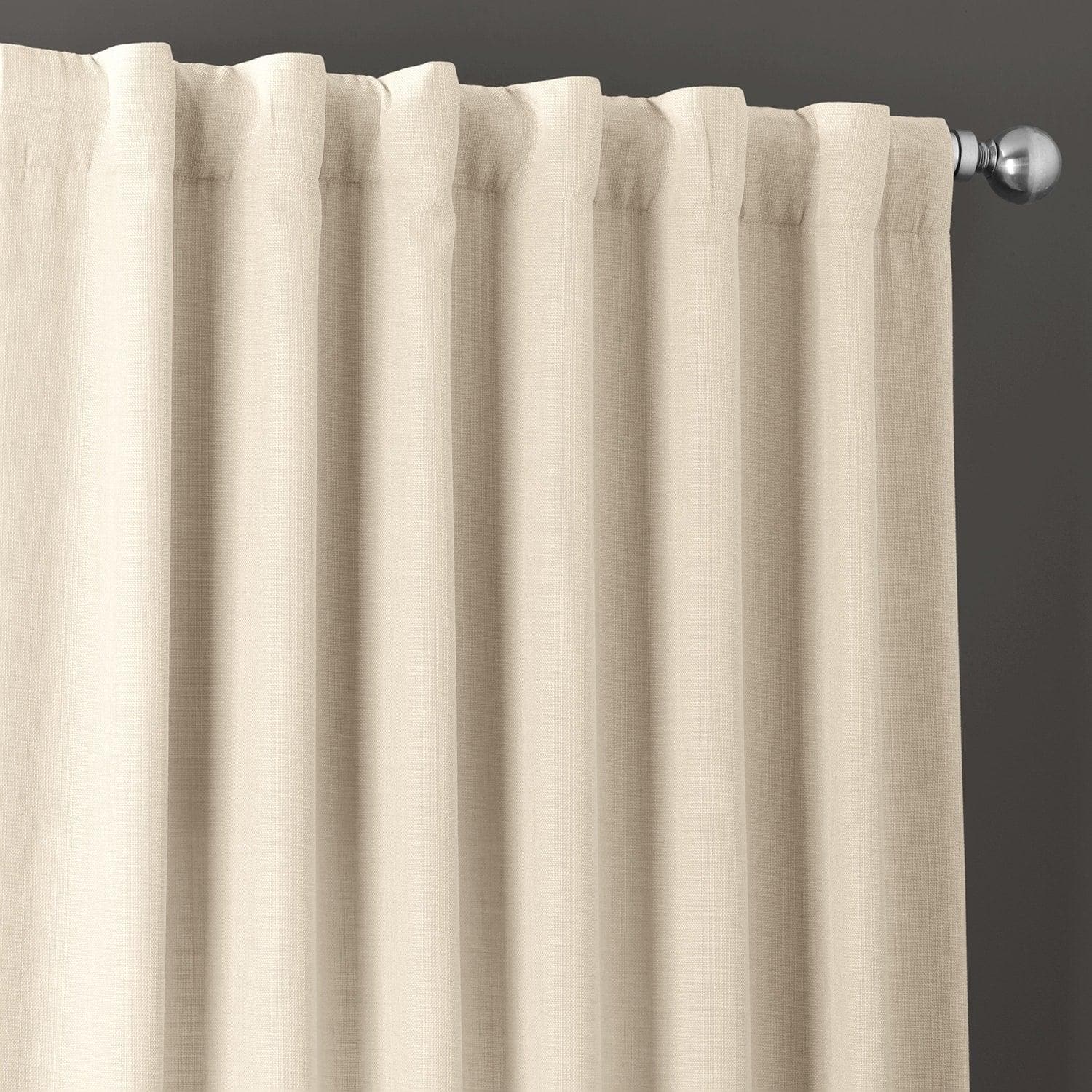 Parchment Cream Italian Faux Linen Room Darkening Curtain