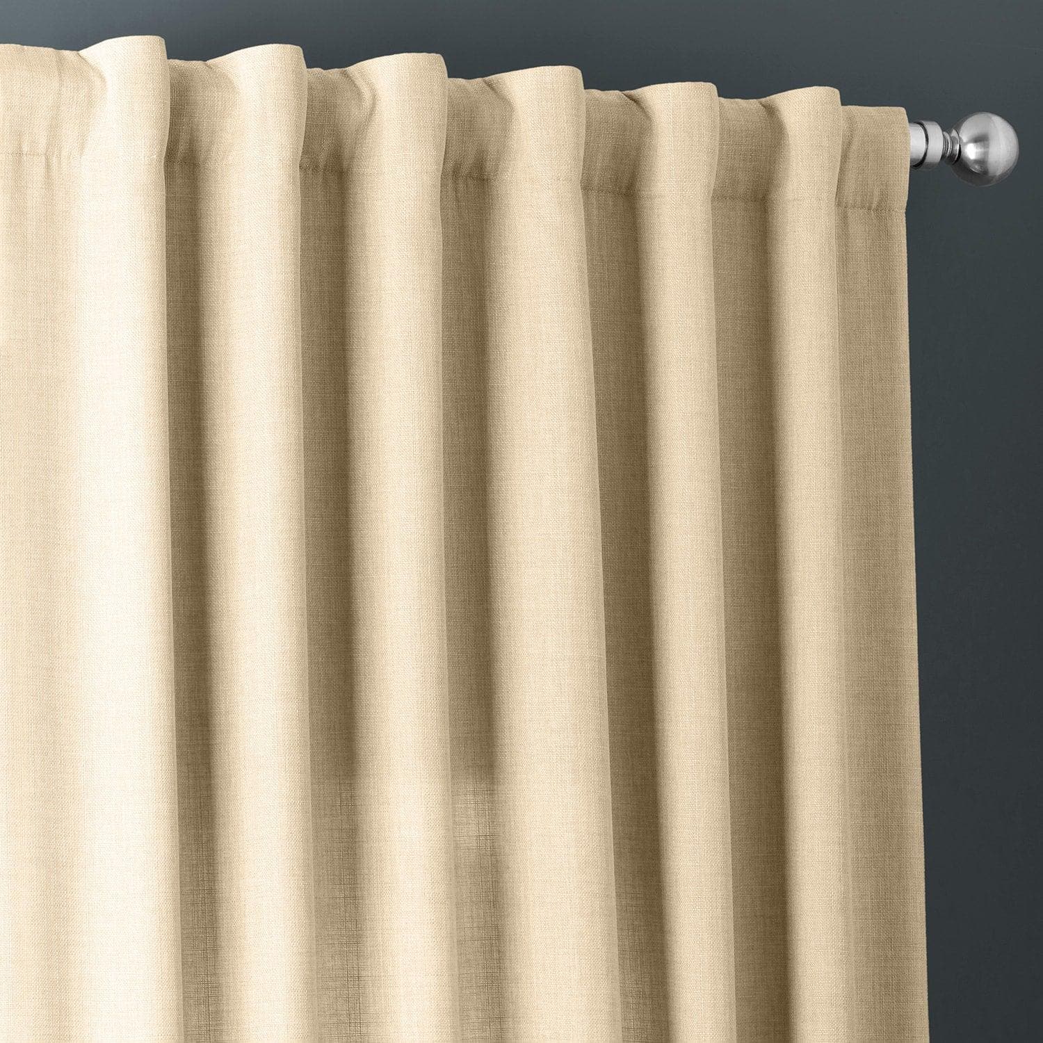 Sepia Tan Italian Faux Linen Room Darkening Curtain