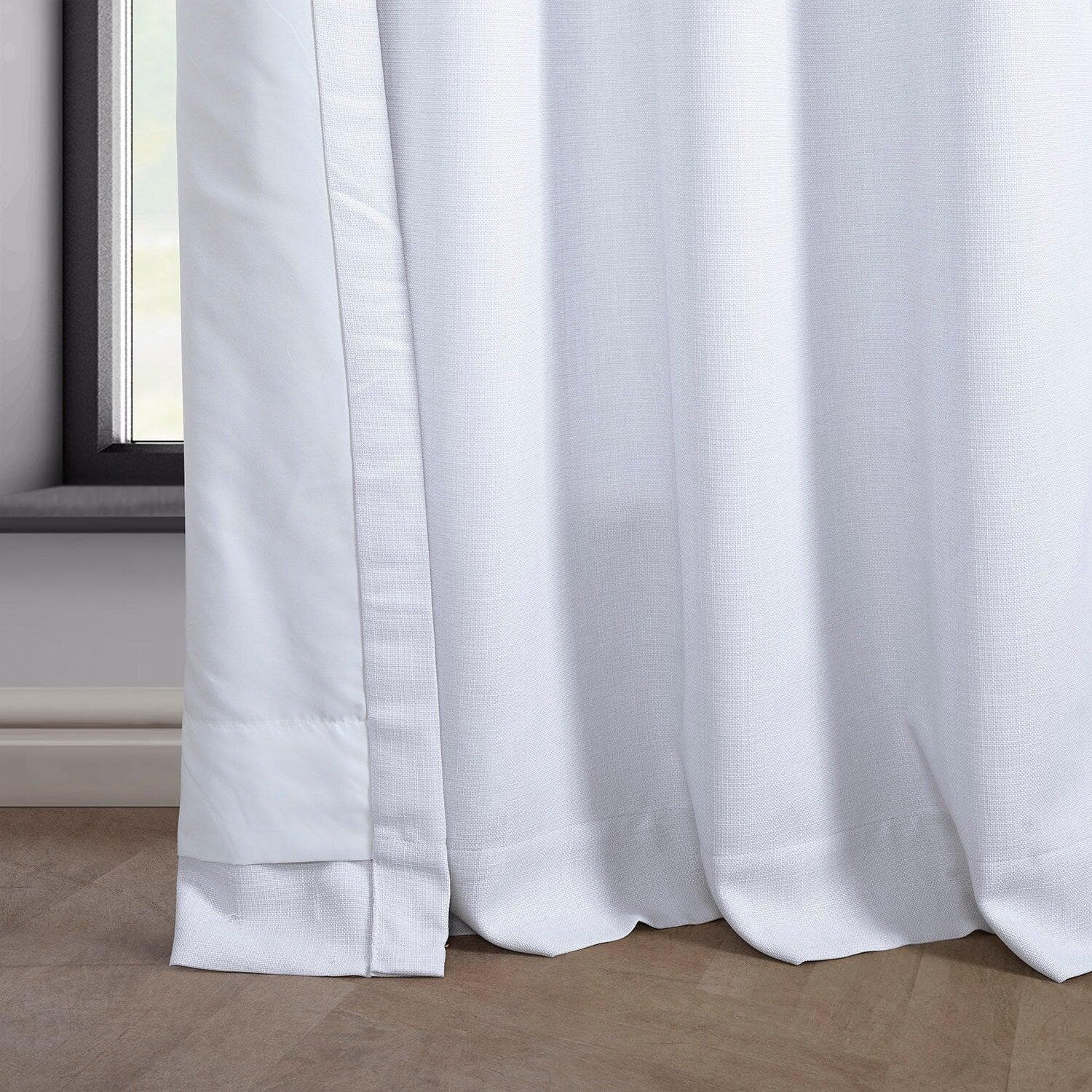 Dove White Grommet Italian Faux Linen Room Darkening Curtain