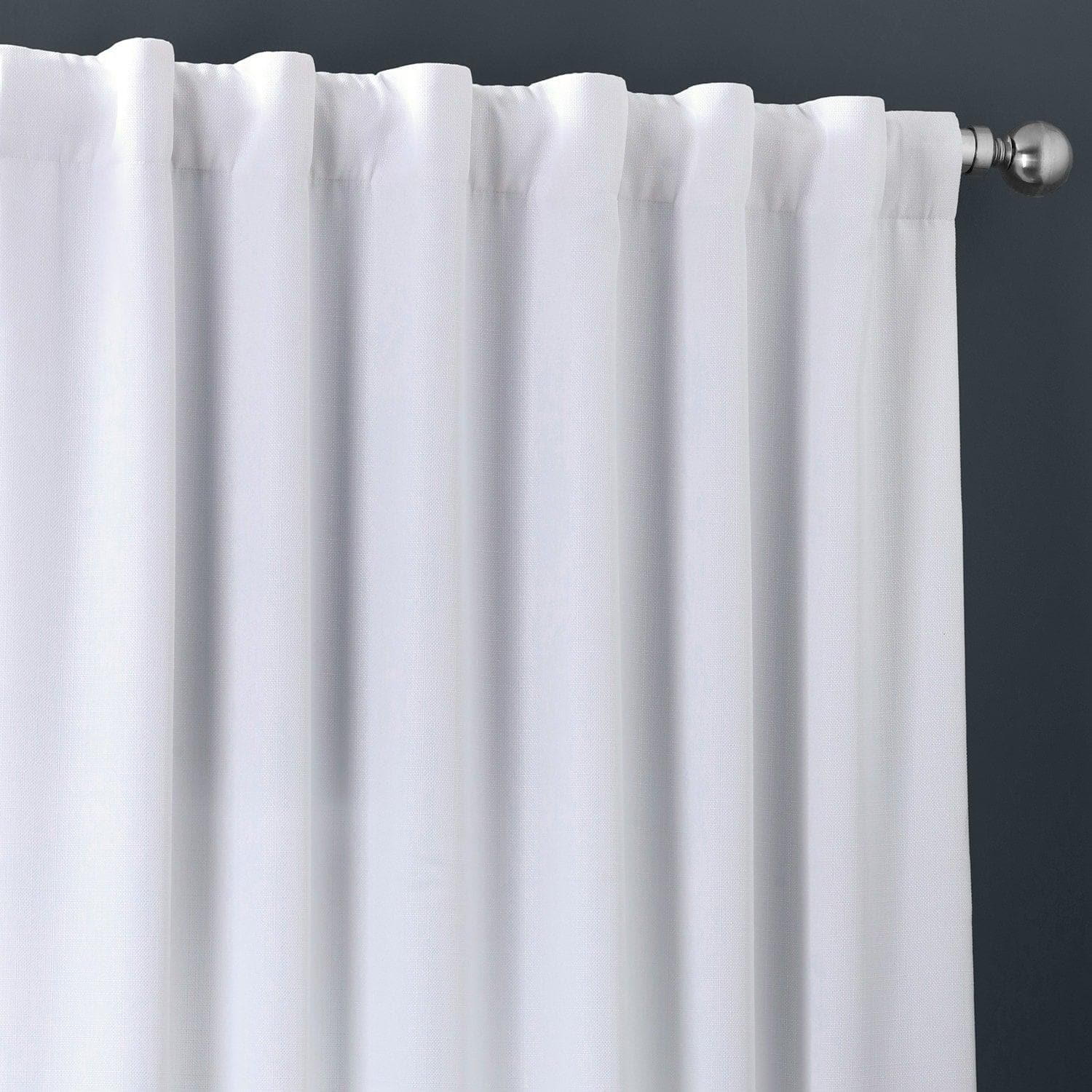 Dove White Italian Faux Linen Room Darkening Curtain