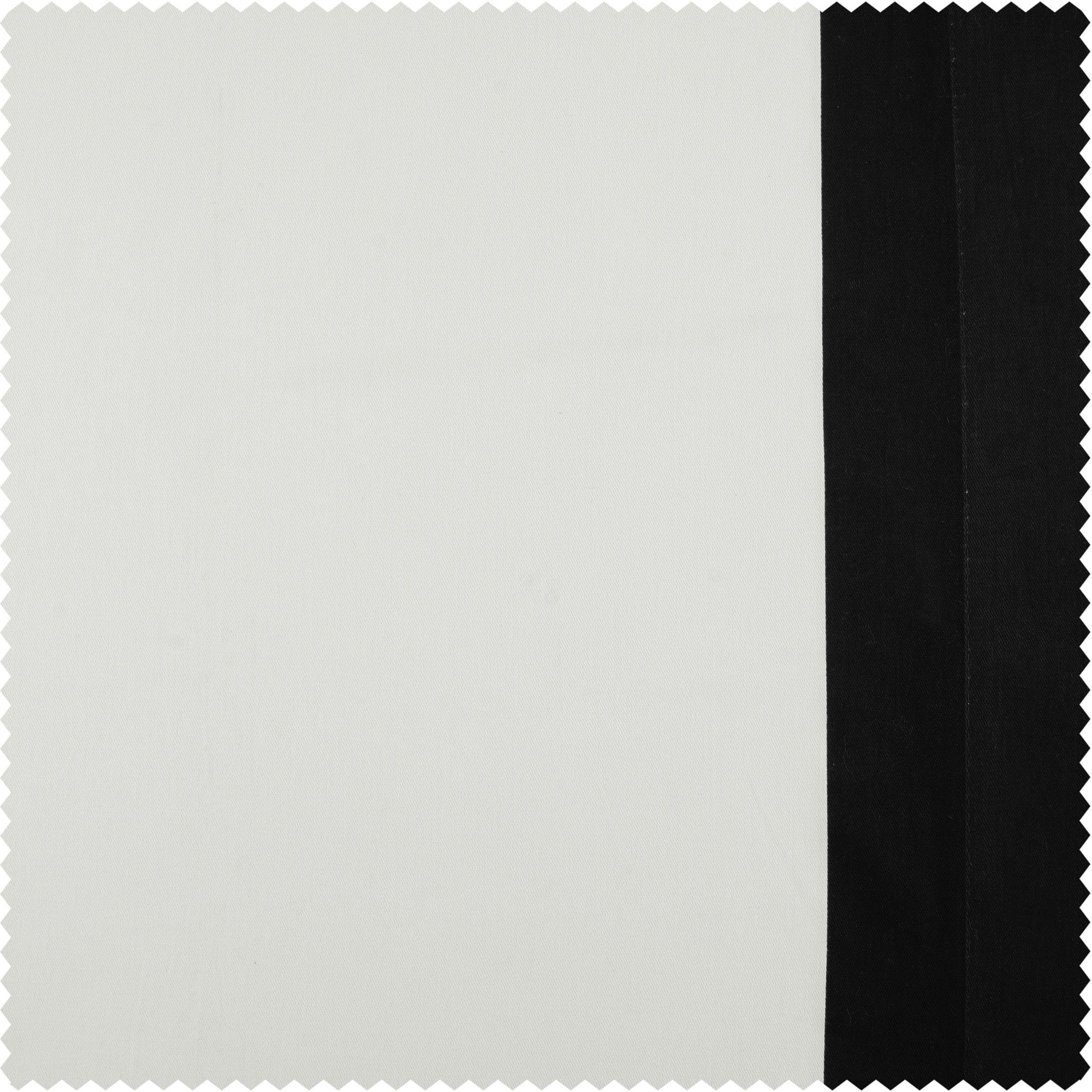 Fresh Popcorn & Black Bordered Vertical Printed Cotton Custom Curtain