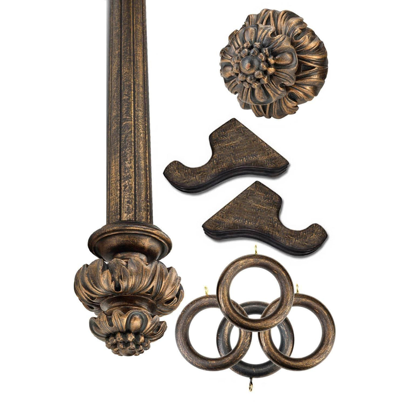Royal Fancy Antique Bronze Wooden Rod Set – HalfPriceDrapes.com