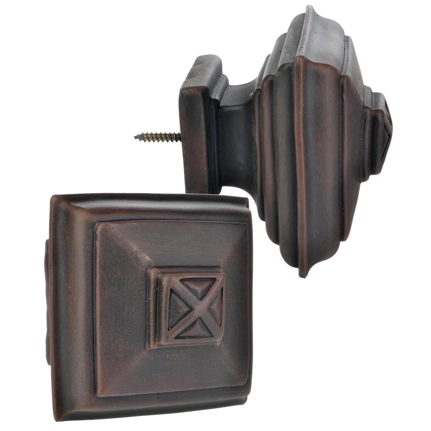 Square Architectural English Walnut Wooden Rod Set – HalfPriceDrapes.com