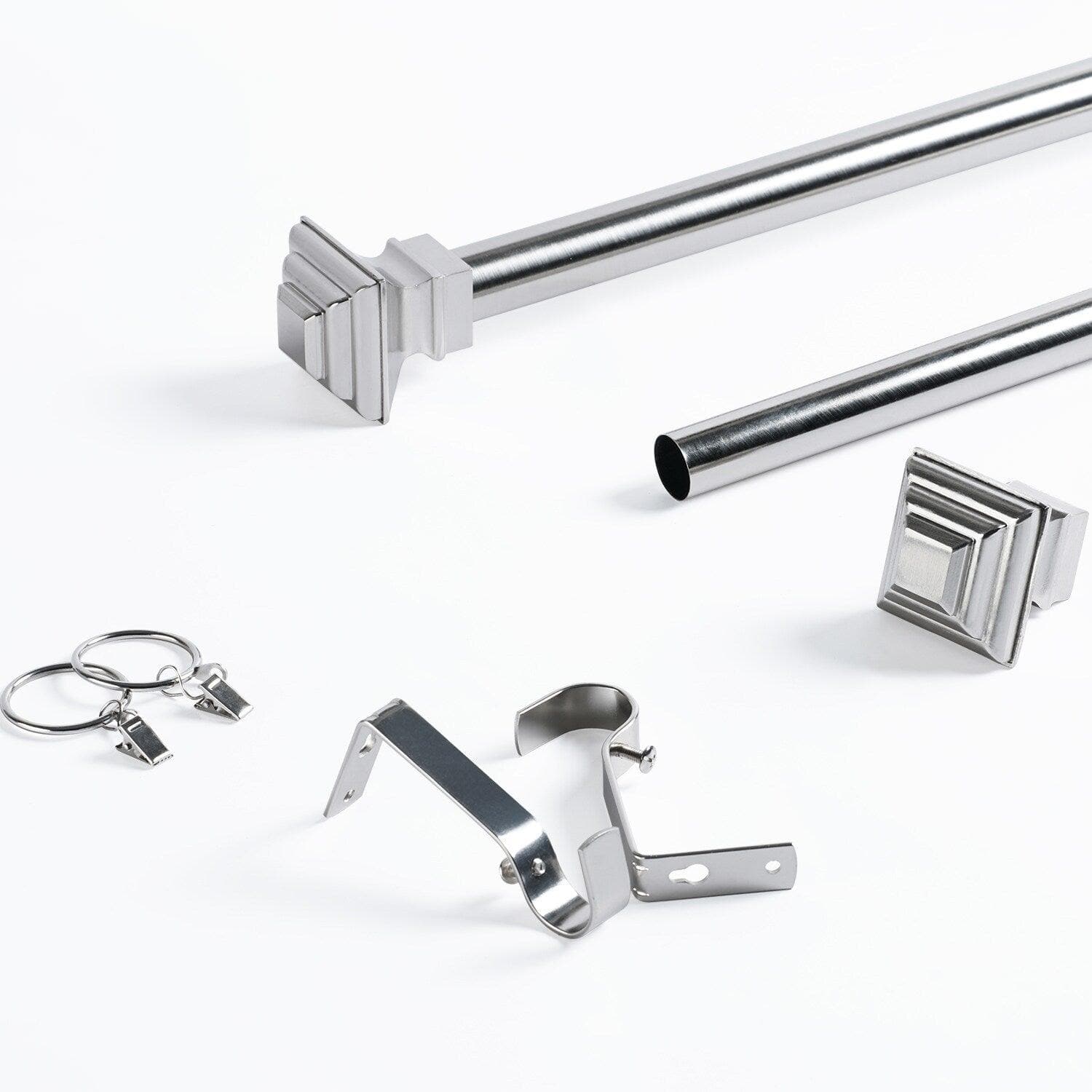 Modern Square Nickel Extendable Metal Rod Set