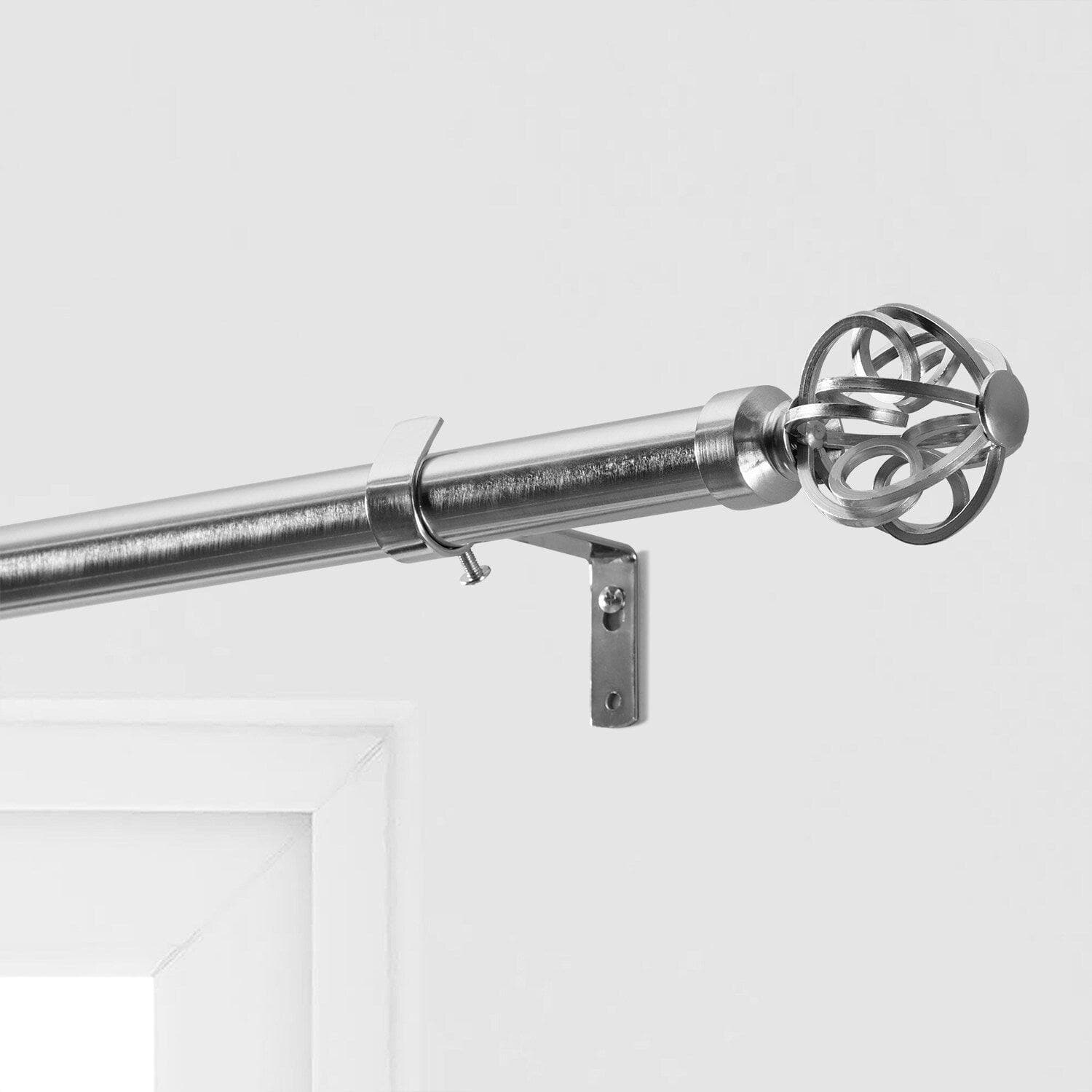 Modern Orb Nickel Extendable Metal Rod Set