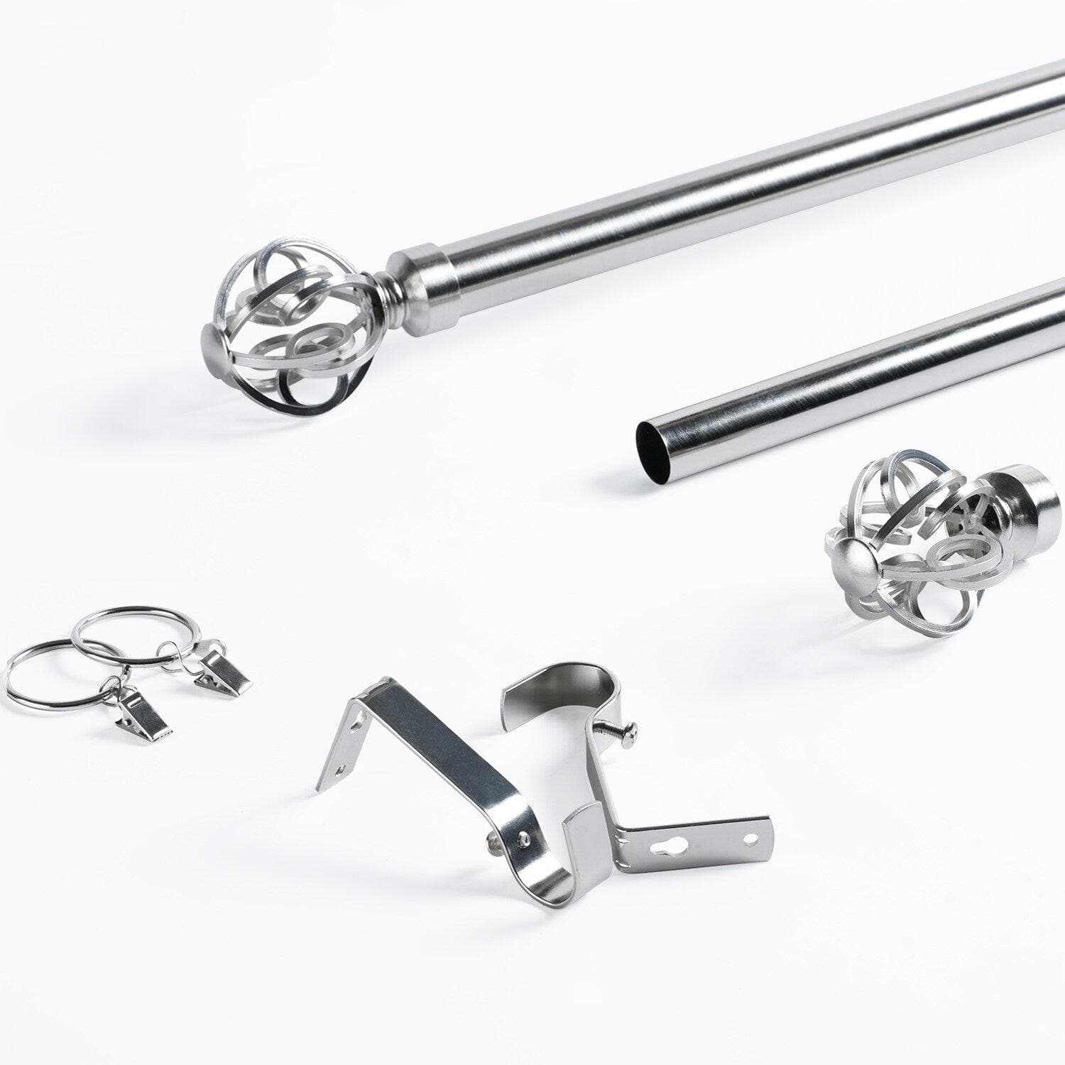 Modern Orb Nickel Extendable Metal Rod Set