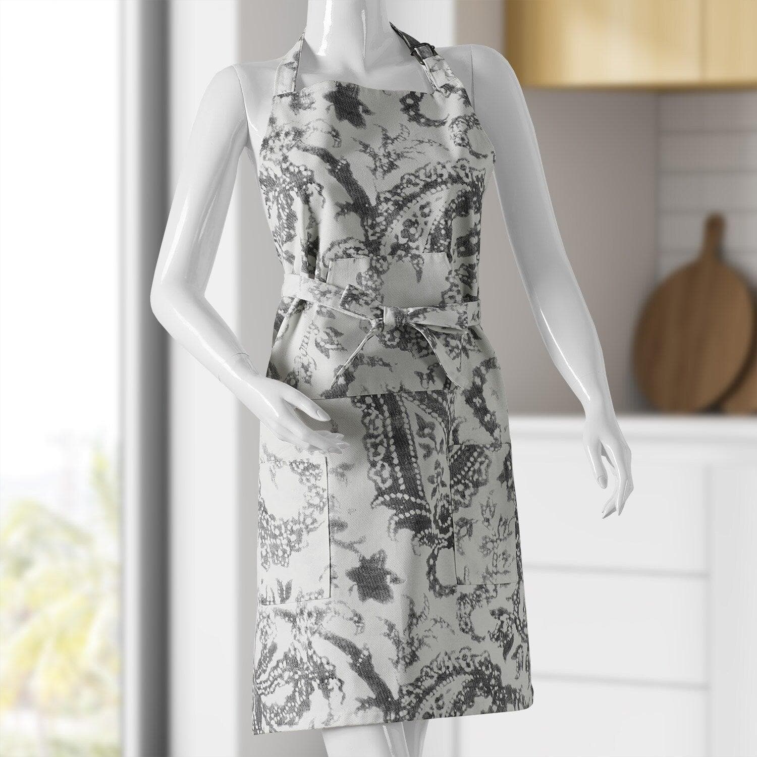 Edina Grey Printed Cotton Apron