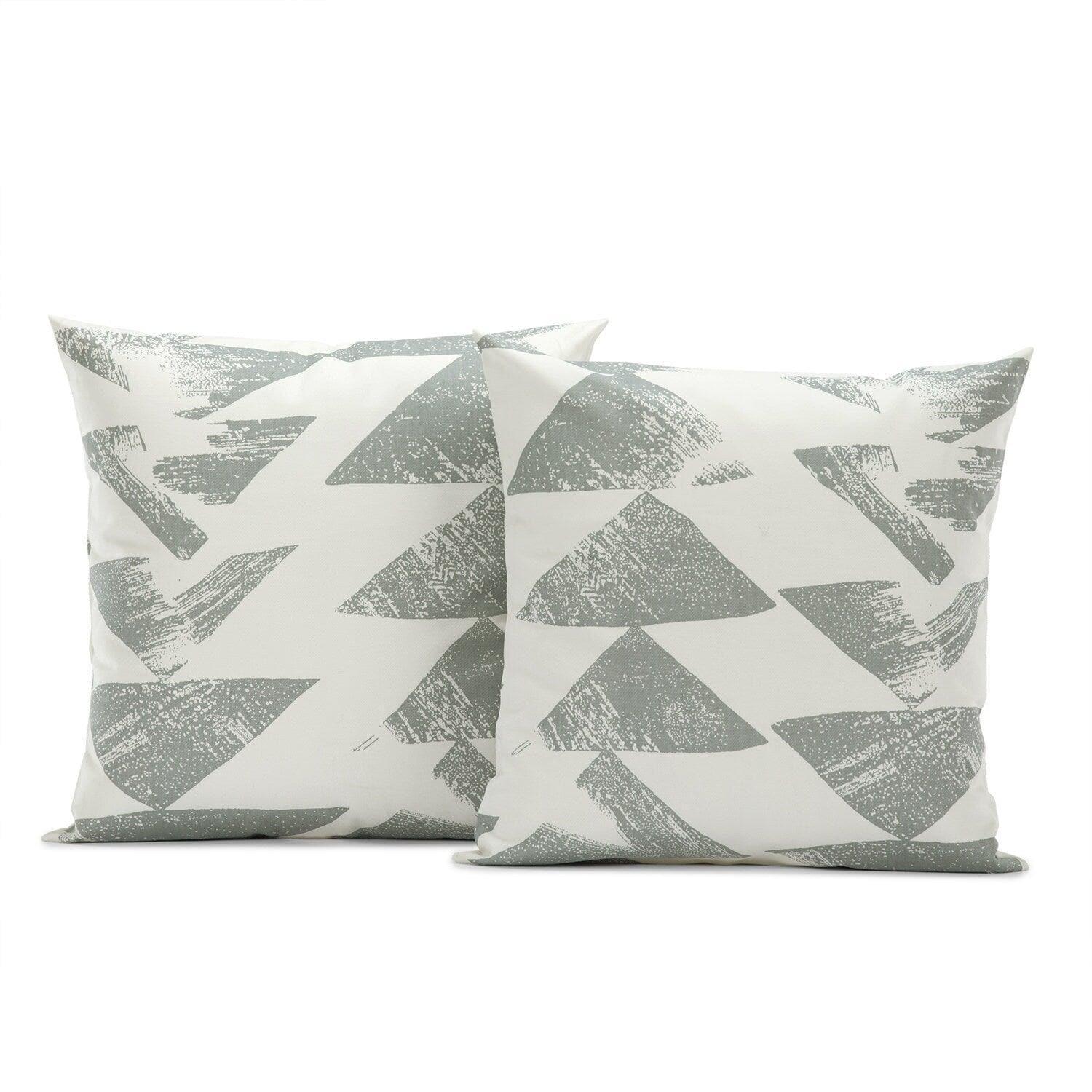 Triad Smoke Geometric Printed Cotton Cushion Covers - Pair ...