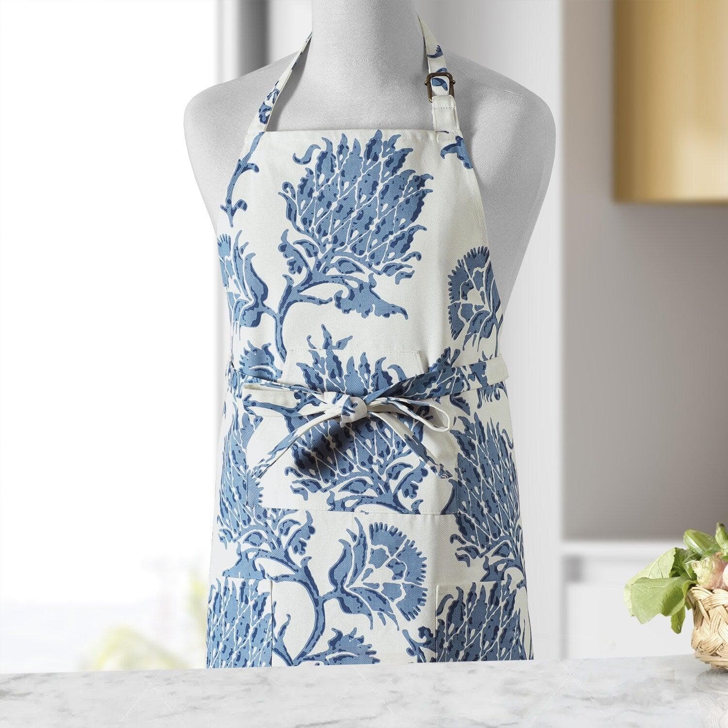Duchess Blue Emblem Printed Cotton Apron