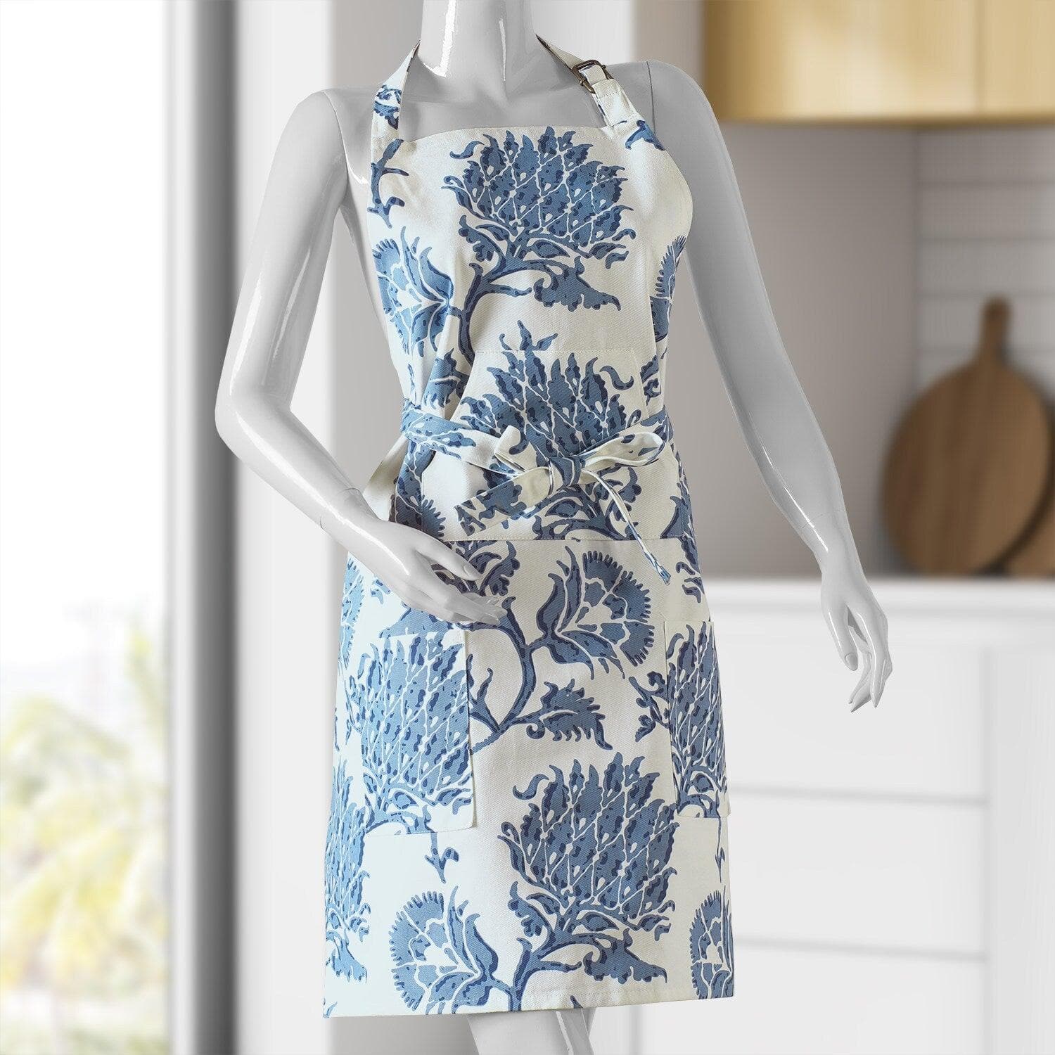 Duchess Blue Emblem Printed Cotton Apron