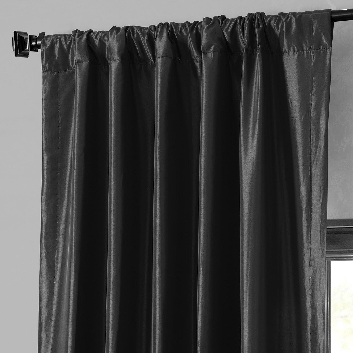 Black Silk Curtains Villa Pinch Pleat Blockout Curtains Black Quickfit