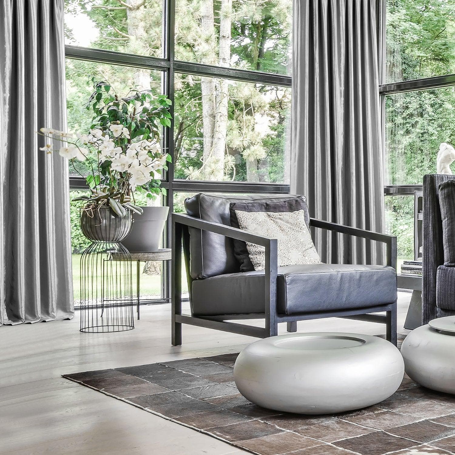 Platinum Solid Faux Silk Taffeta Custom Curtain