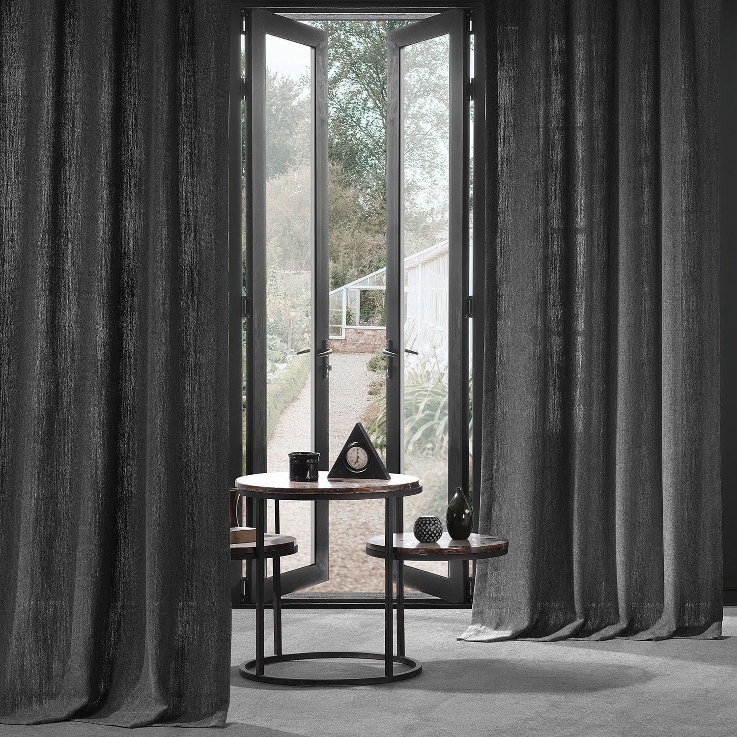 Slate Grey Heavy Faux Linen Custom Curtain