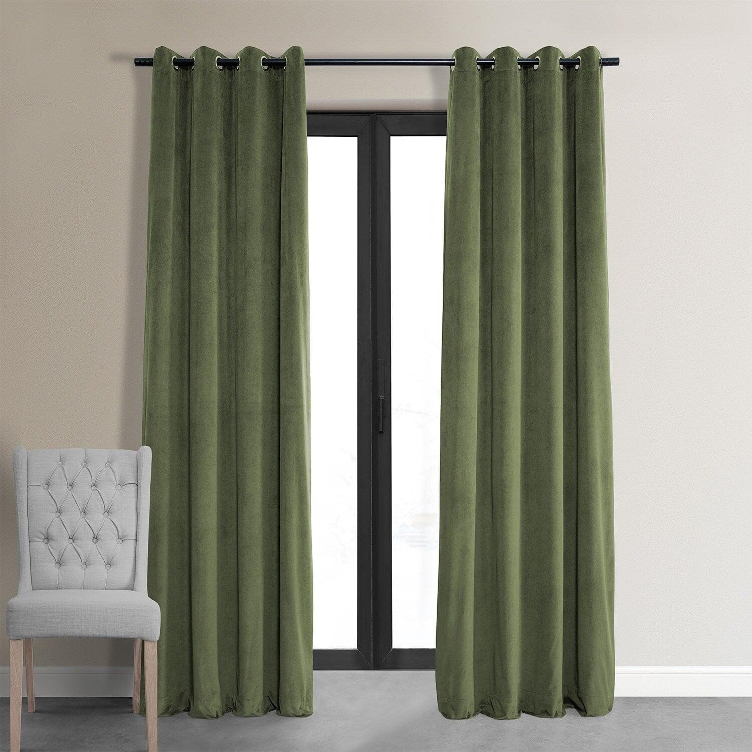 Hunter Green Grommet Signature Velvet Blackout Curtain