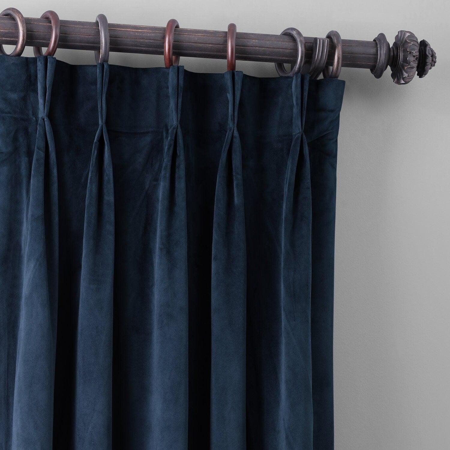Midnight Blue French Pleat Signature Velvet Blackout Curtain